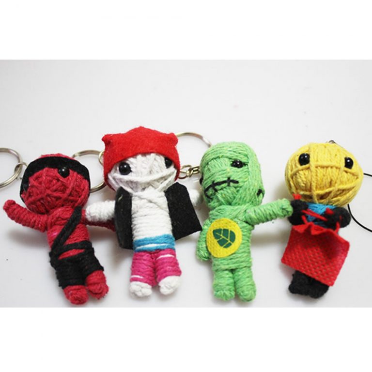 Hemp rope keychain voodoo doll assorted colors 2 pack – Splurg'd Studio