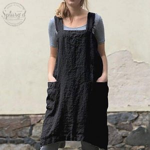 Cotton work apron with front pocket Indigo blue – Splurg'd Studio