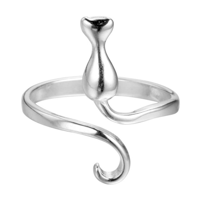 Adjustable cat ring – Silver plated brass ring for Cat Lovers – Splurg ...