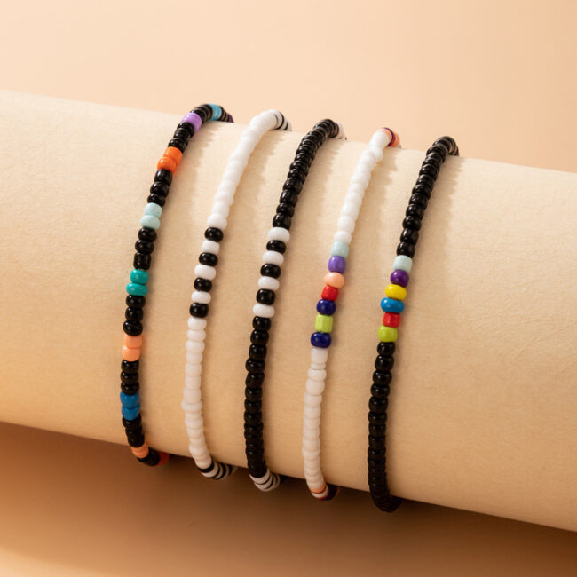 Seed bead 5 piece Multi-colored bracelet set – Splurg'd Studio