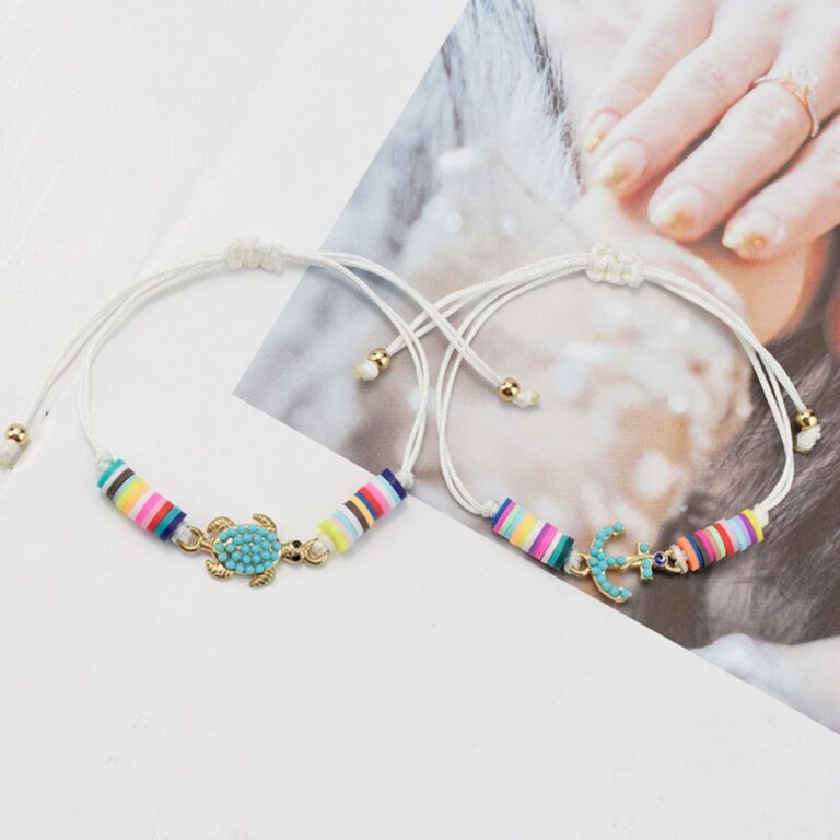 Heishi bead drawcord adjustable bracelet with beaded charm – Splurg'd ...